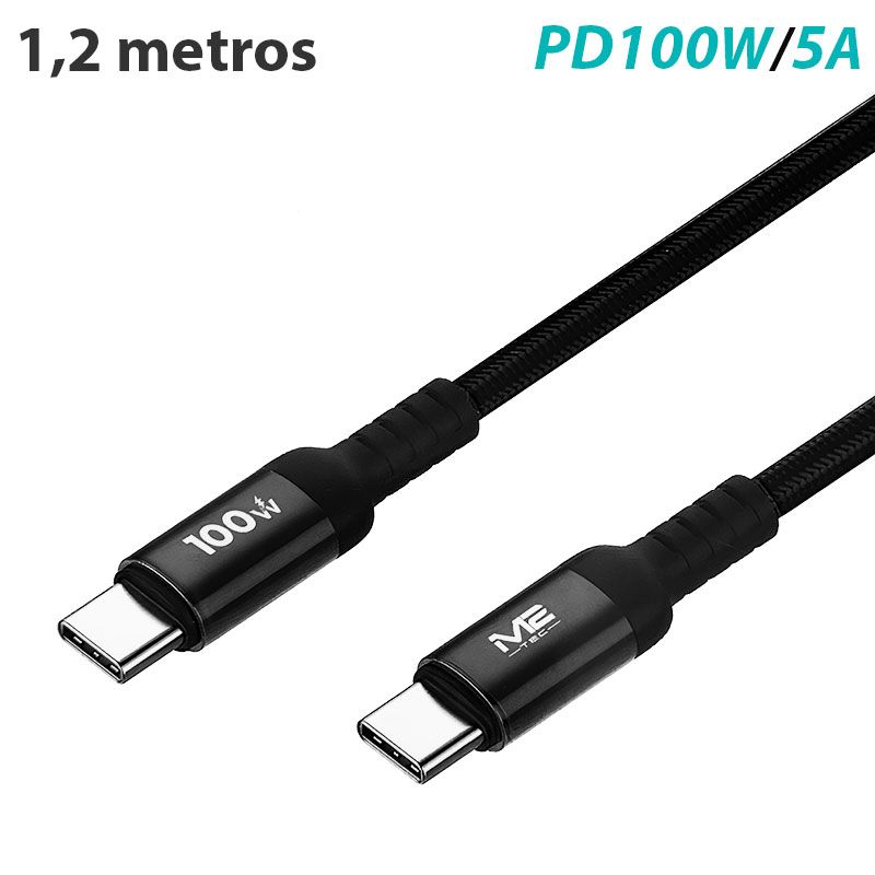 Comprar Cable trenzado PD 100W 5A USB Tipo C a USB Tipo C Negro